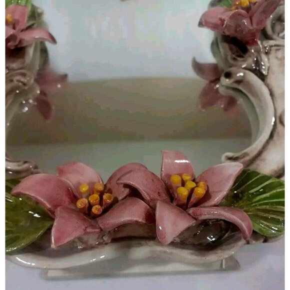 Capodimonte | Accents | Vintage Capodimonte Mirror Floral Design Italy ...
